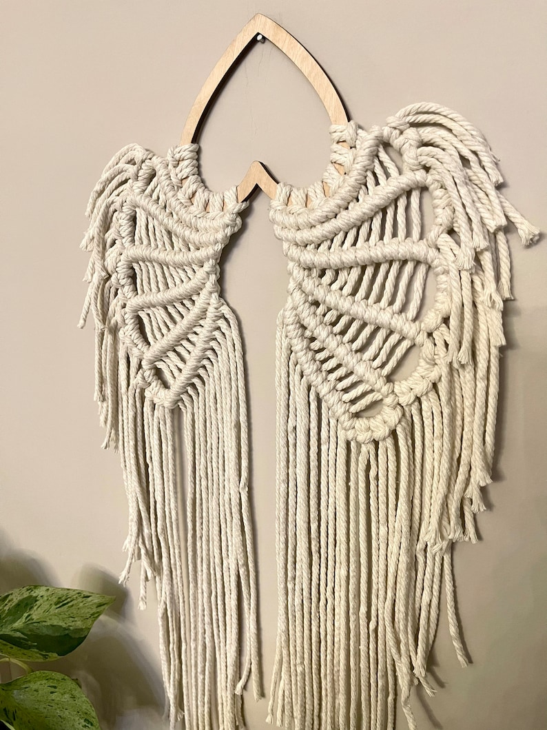 Small Macrame Angel Wings Raven Wings Wall Hanging Boho - Etsy