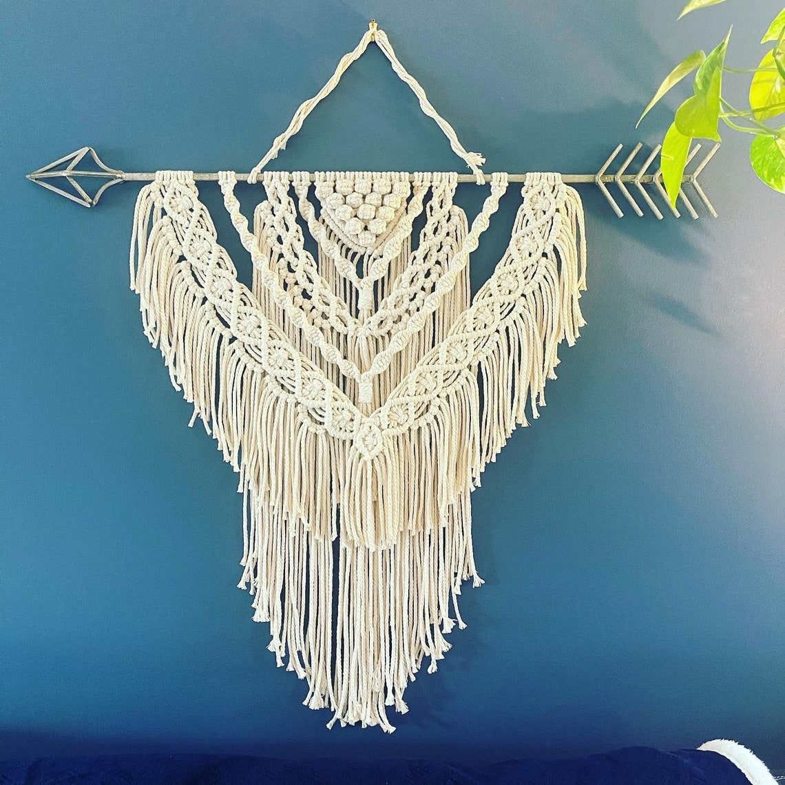 Gemstone Macrame Wall Hanging Arrow Wall Decor Metaphysical - Etsy