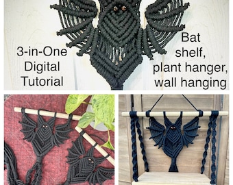 Macrame Bat Tutorial Pattern Digital Download, Whimsigoth, Witchy, Diy ...