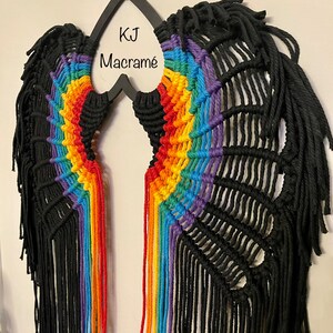 Large Rainbow Angel Wings Macrame Wall Hanging, Pet Memorial, LGBTQ ...