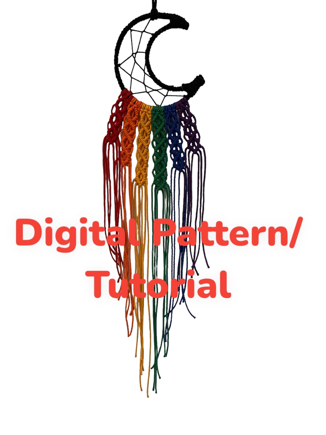 Macrame Crescent Moon Catcher Rainbow Digital Download Pattern Tutorial ...