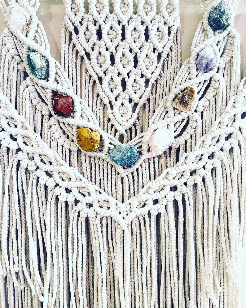 Gemstone Macrame Wall Hanging Arrow Wall Decor Metaphysical - Etsy
