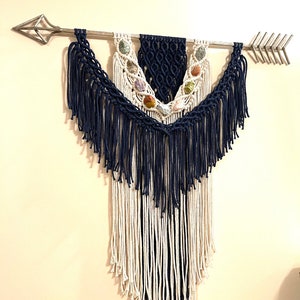 Gemstone Macrame Wall Hanging, Arrow Wall Decor, Metaphysical Gifts for ...