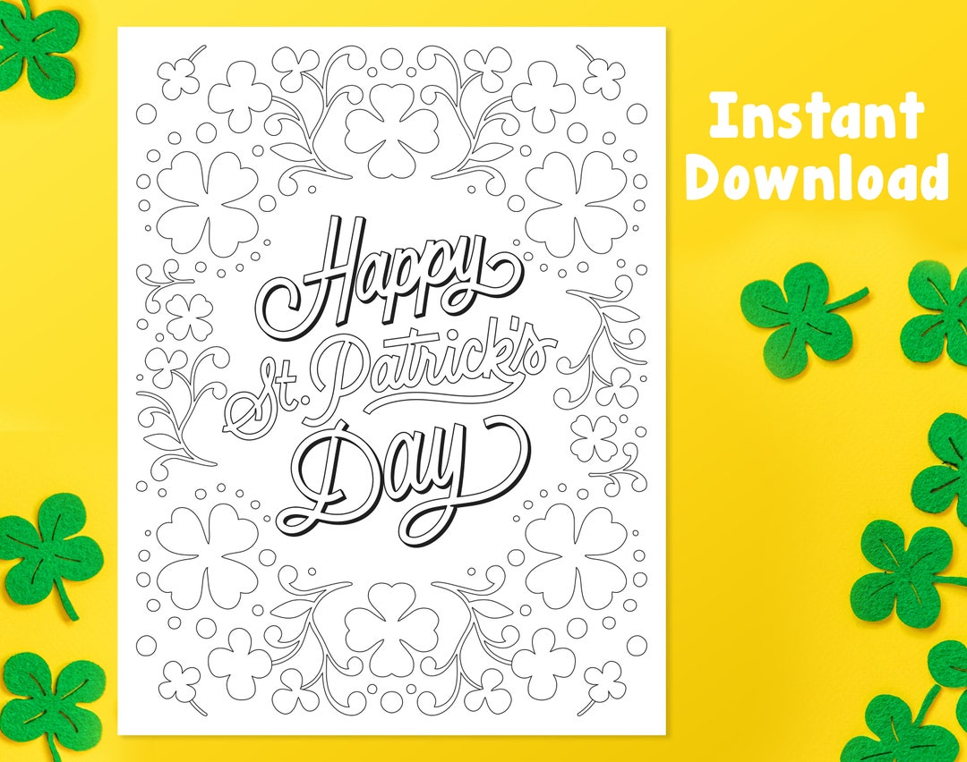 St. Patrick’s Day Coloring Page | Digital Printable | Adult Coloring ...