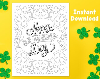 St. Patricks Day Coloring Page Digital Printable St. | Etsy