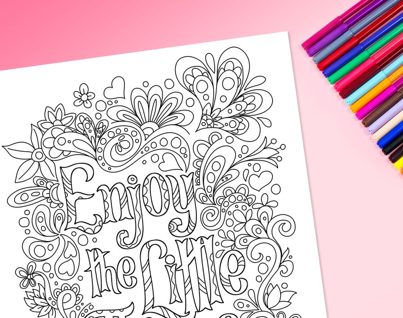 Enjoy the Little Things Coloring Page | Adult Coloring Page | Digital ...