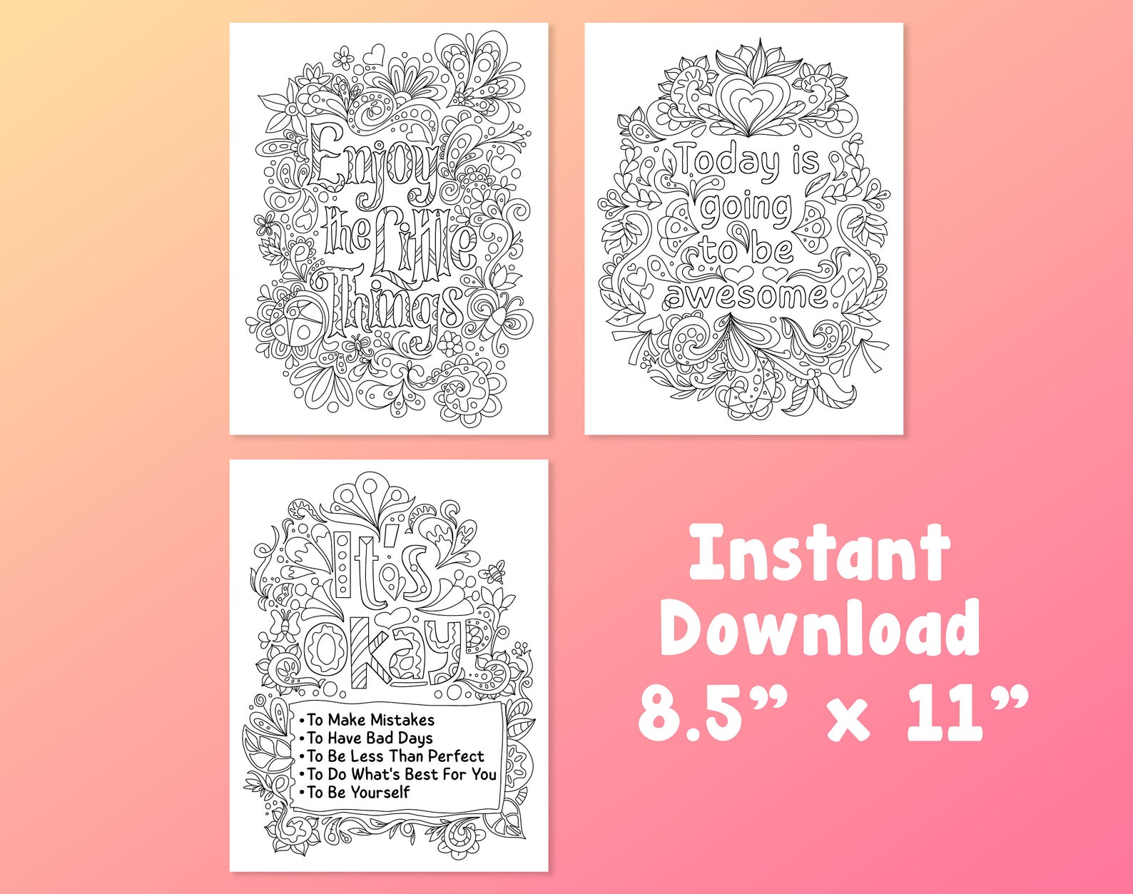Positive Thinking Coloring Pages | Adult Coloring Pages | Digital ...