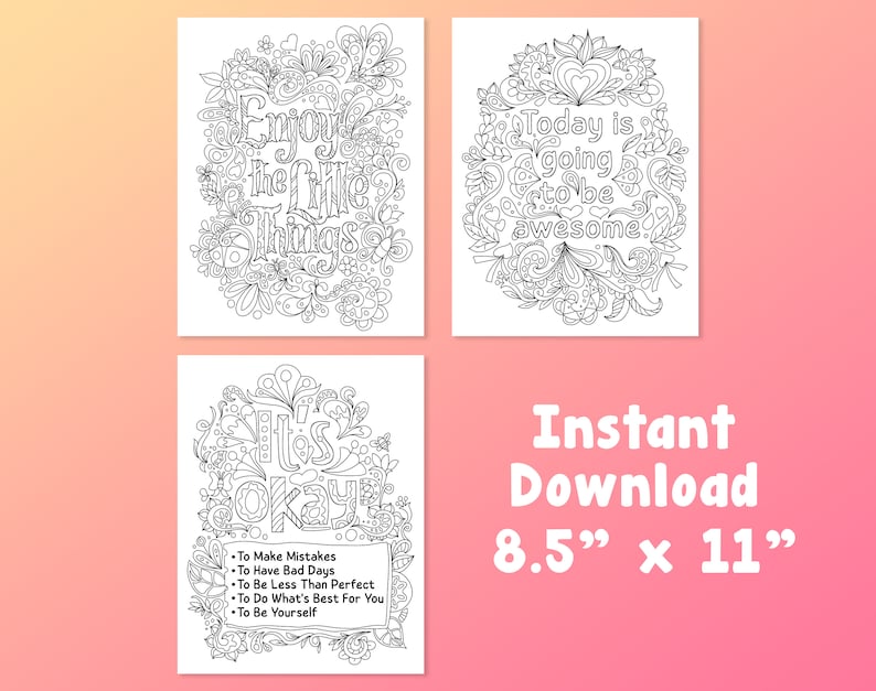 Positive Thinking Coloring Pages | Adult Coloring Pages | Digital ...