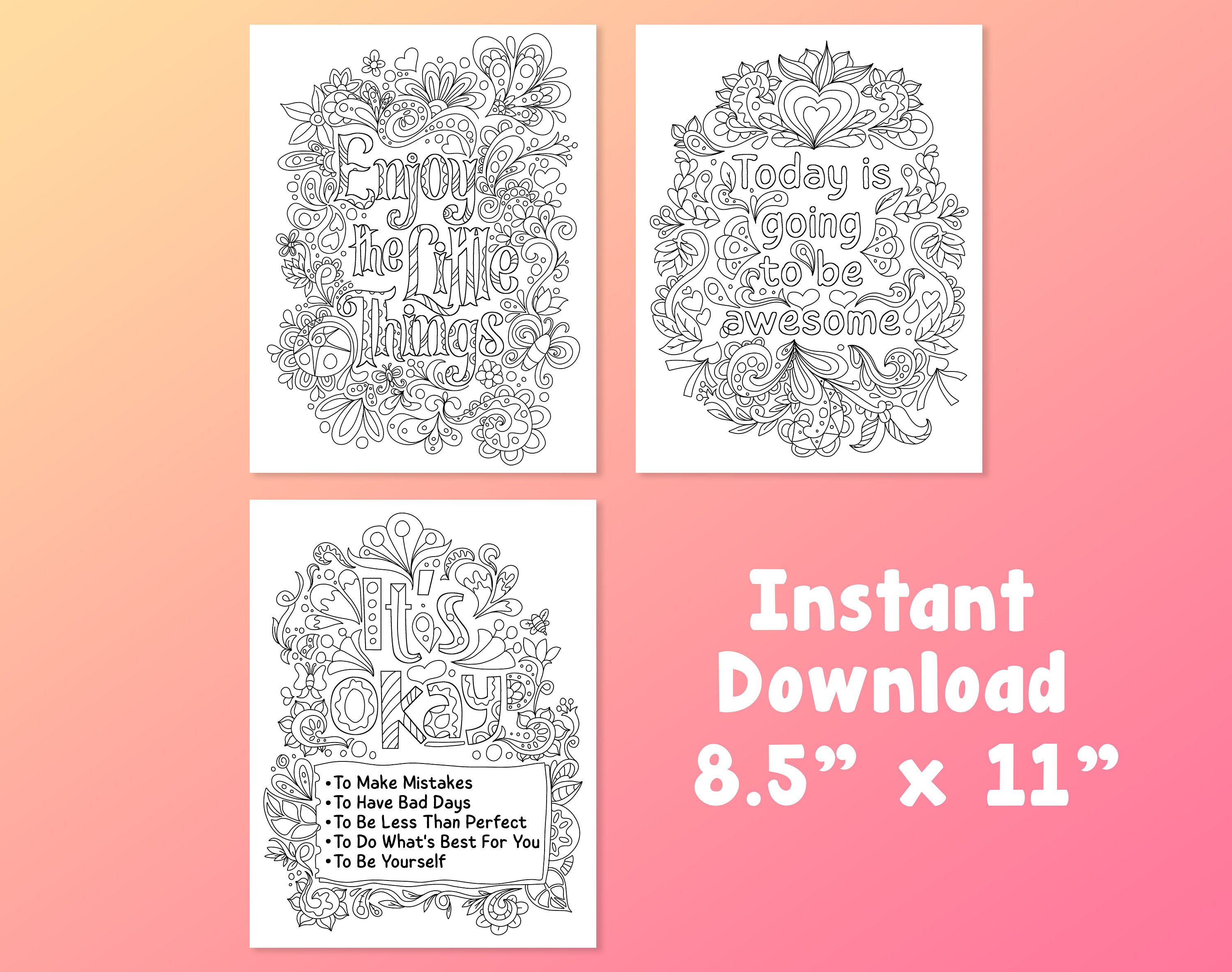 Positive Thinking Coloring Pages | Adult Coloring Pages | Digital ...