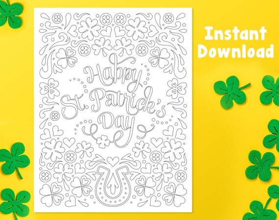 St. Patricks Day Coloring Page Digital Printable St. | Etsy