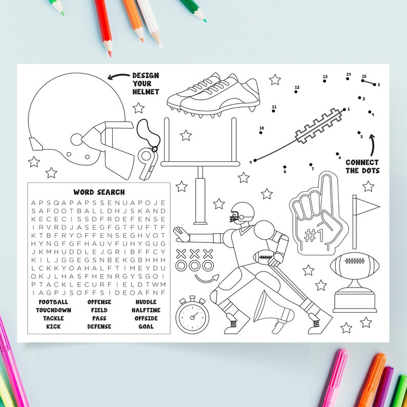 Football Coloring Page | Football Activity Page | Digital Printable ...