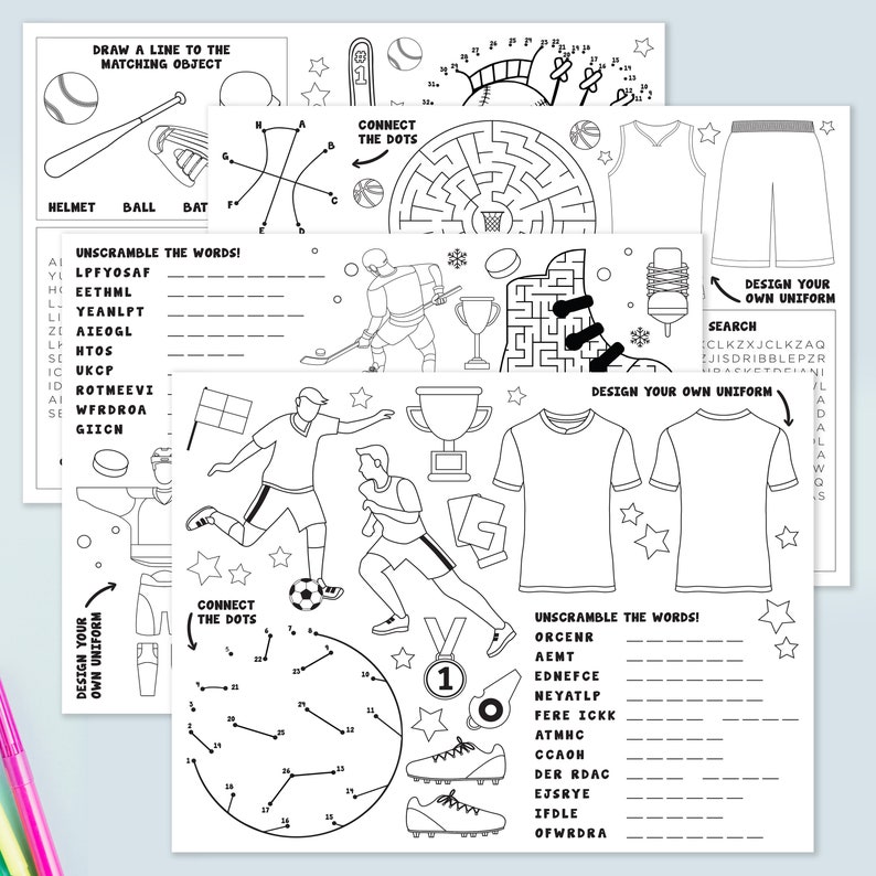 Sports Coloring Pages | Sports Activity Pages | Digital Printable ...