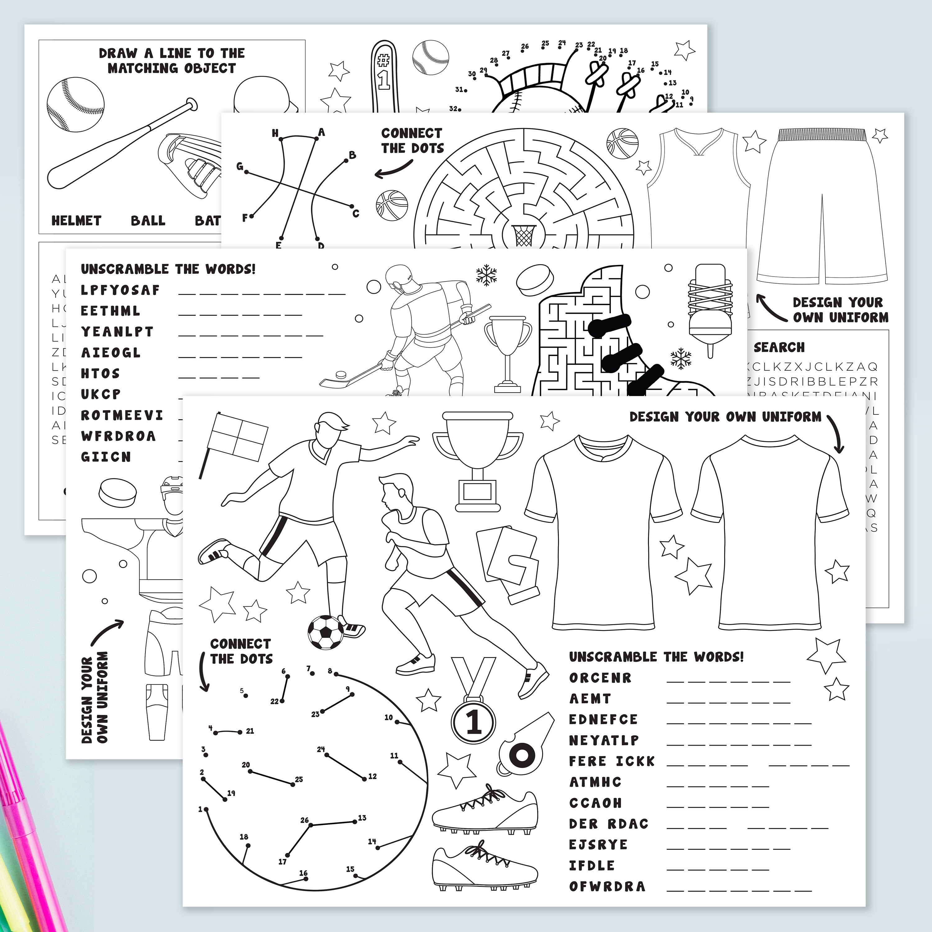 Sports Coloring Pages | Sports Activity Pages | Digital Printable ...