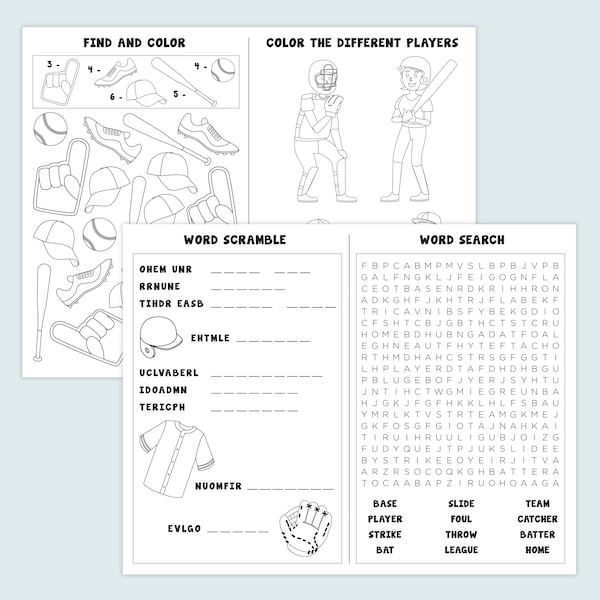 Coloring Pages Baseball - Etsy