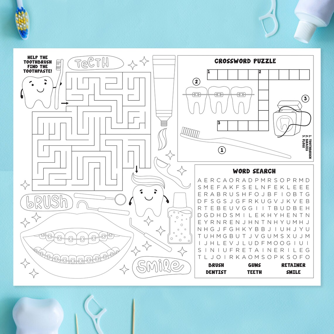 Dentist Coloring Page | Dentist Activity Page | Digital Printable ...