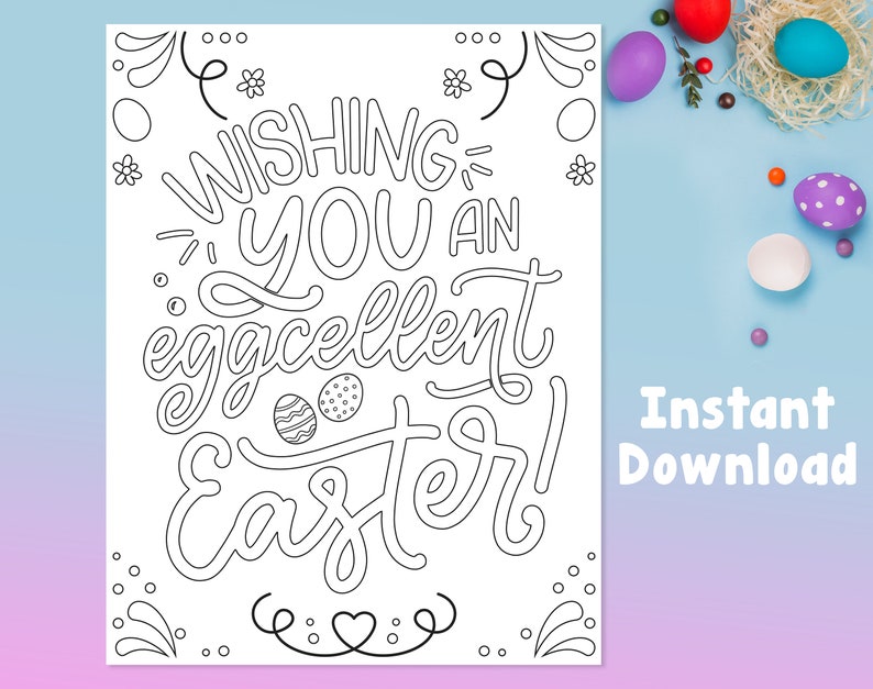 Easter Coloring Page | Digital Printable | PDF Instant Download ...