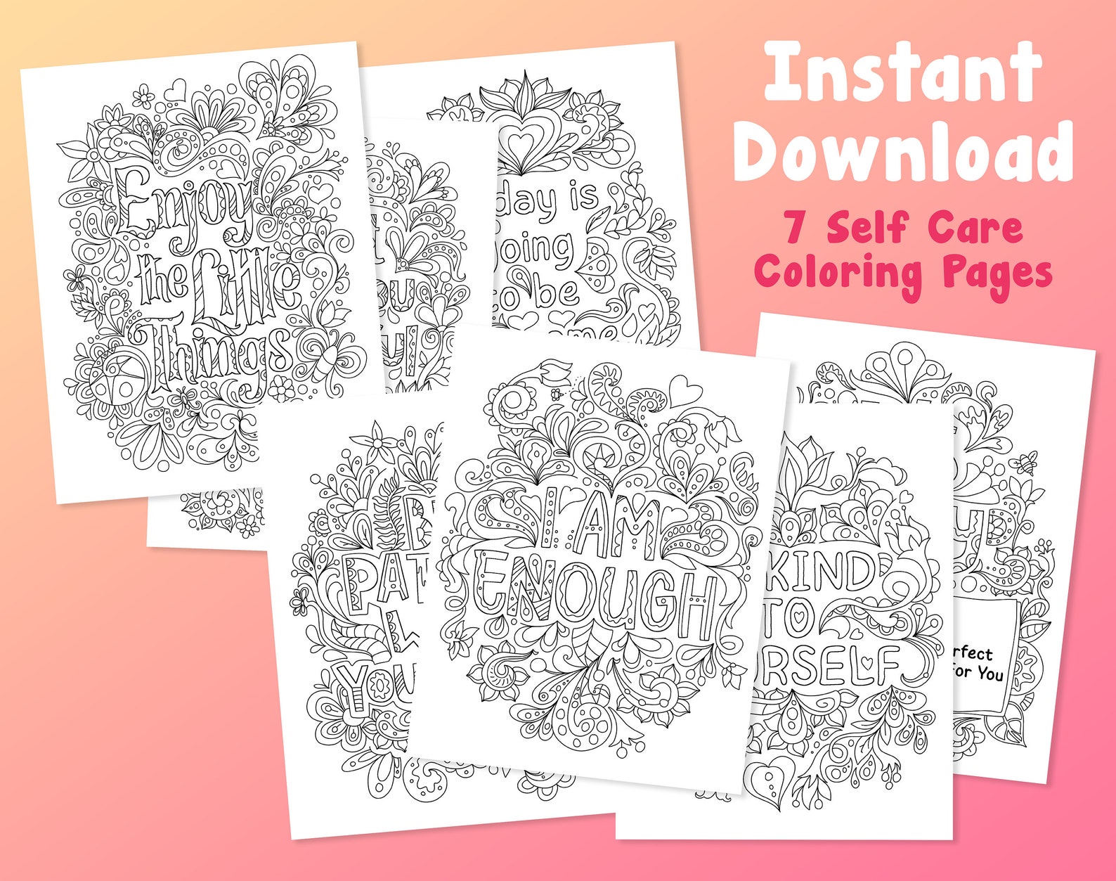 Self Care Coloring Pages | Adult Coloring Pages | Digital Printables - Etsy