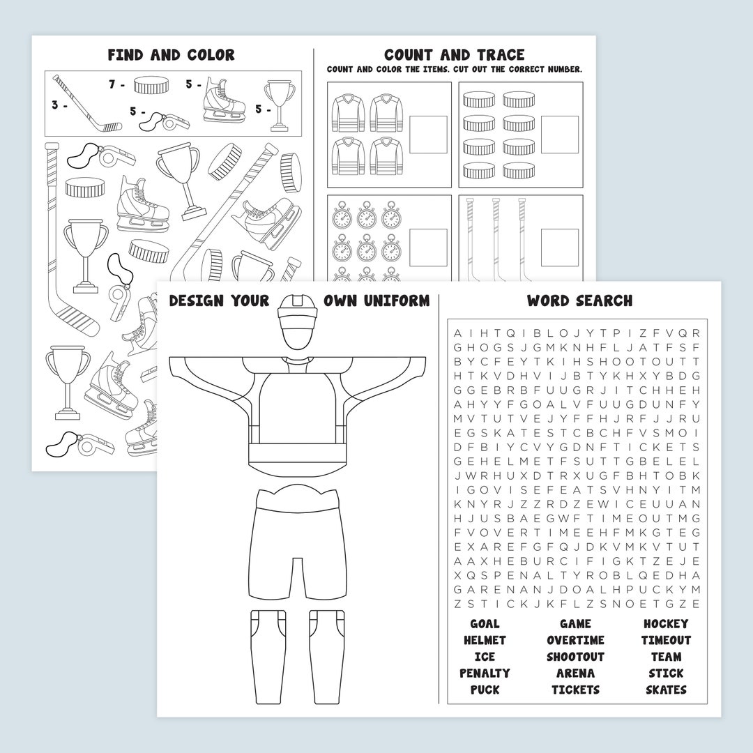 Hockey Activity Pages | Hockey Coloring Pages | Digital Printable - Etsy