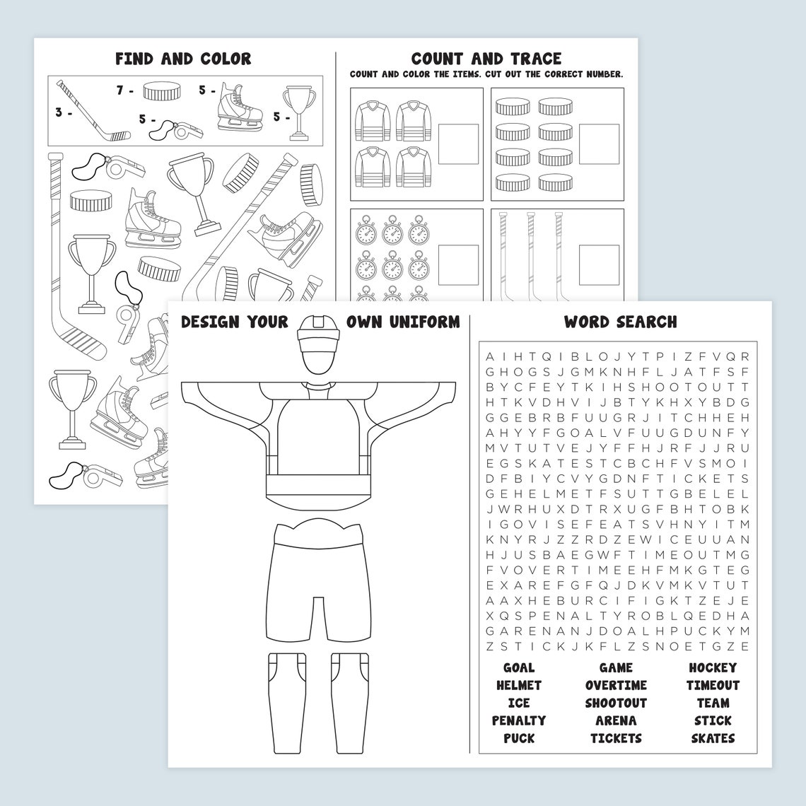 Hockey Activity Pages | Hockey Coloring Pages | Digital Printable - Etsy