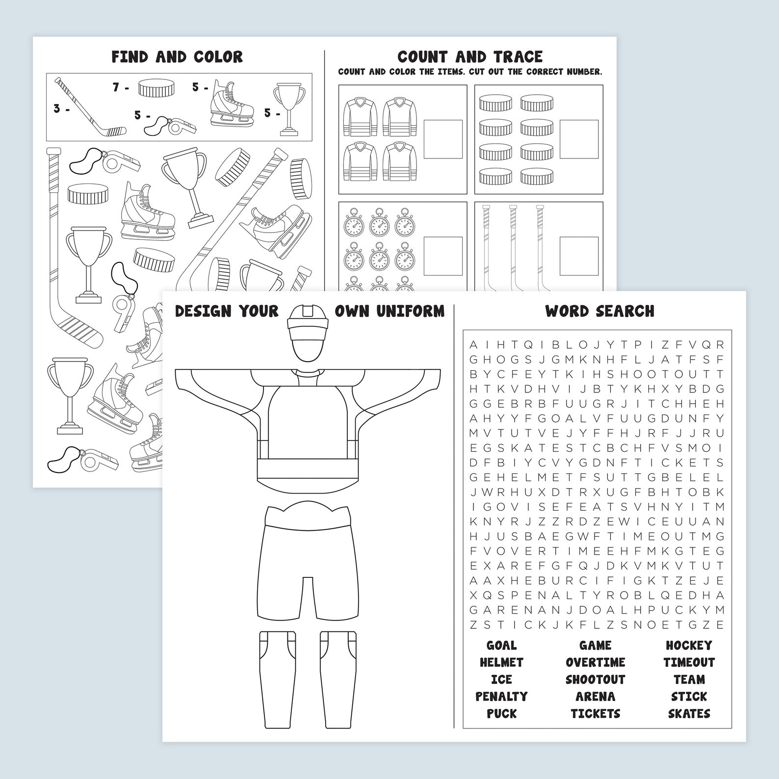 Hockey Activity Pages | Hockey Coloring Pages | Digital Printable - Etsy