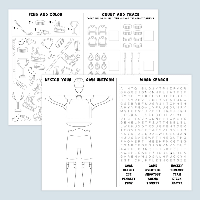 Hockey Activity Pages | Hockey Coloring Pages | Digital Printable - Etsy