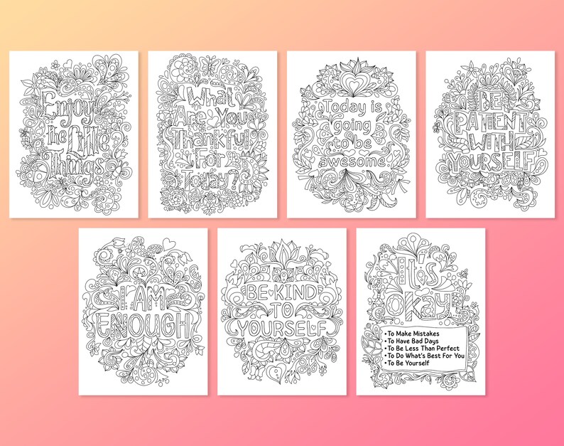 Self Care Coloring Pages | Adult Coloring Pages | Digital Printables - Etsy