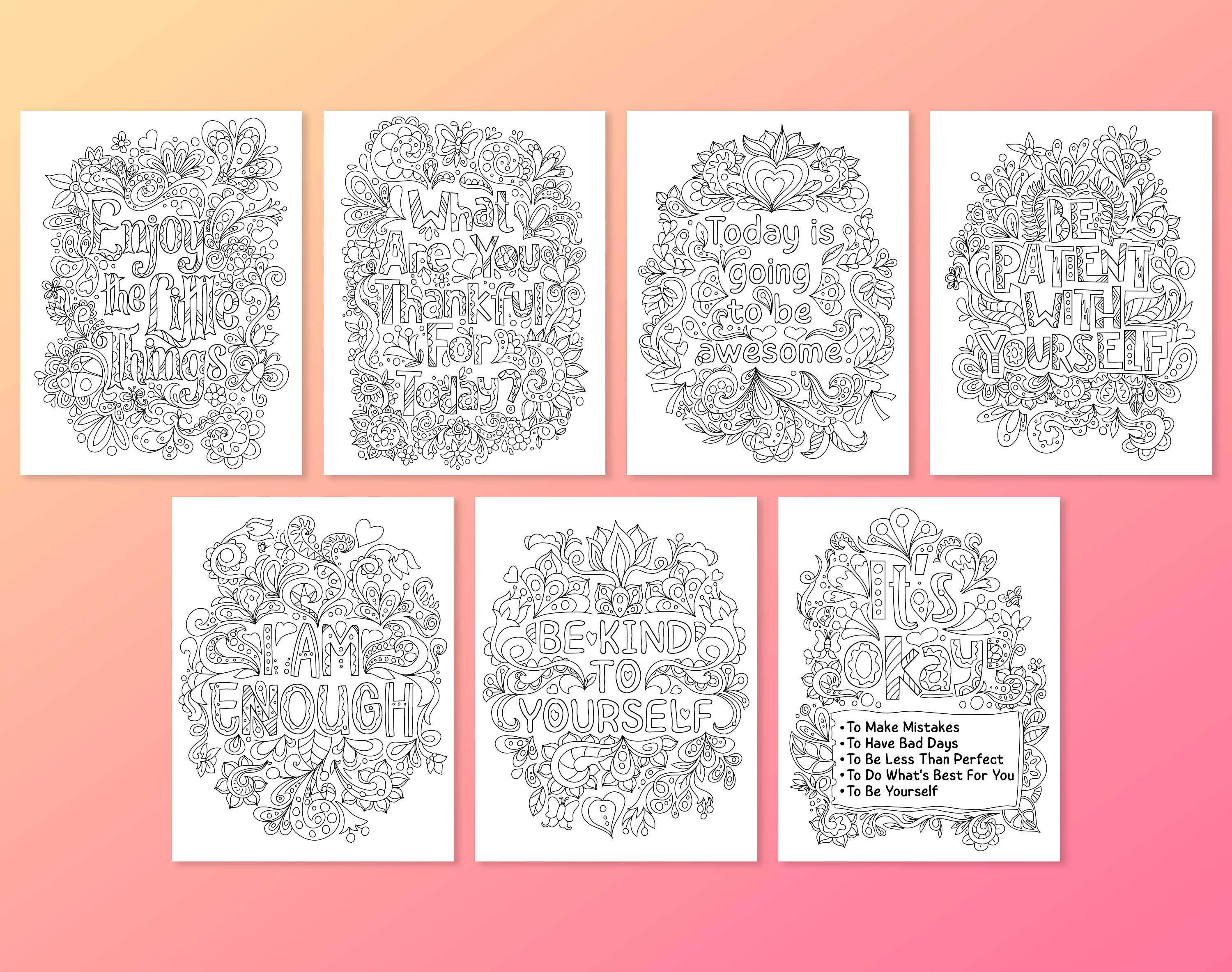 Self Care Coloring Pages | Adult Coloring Pages | Digital Printables - Etsy