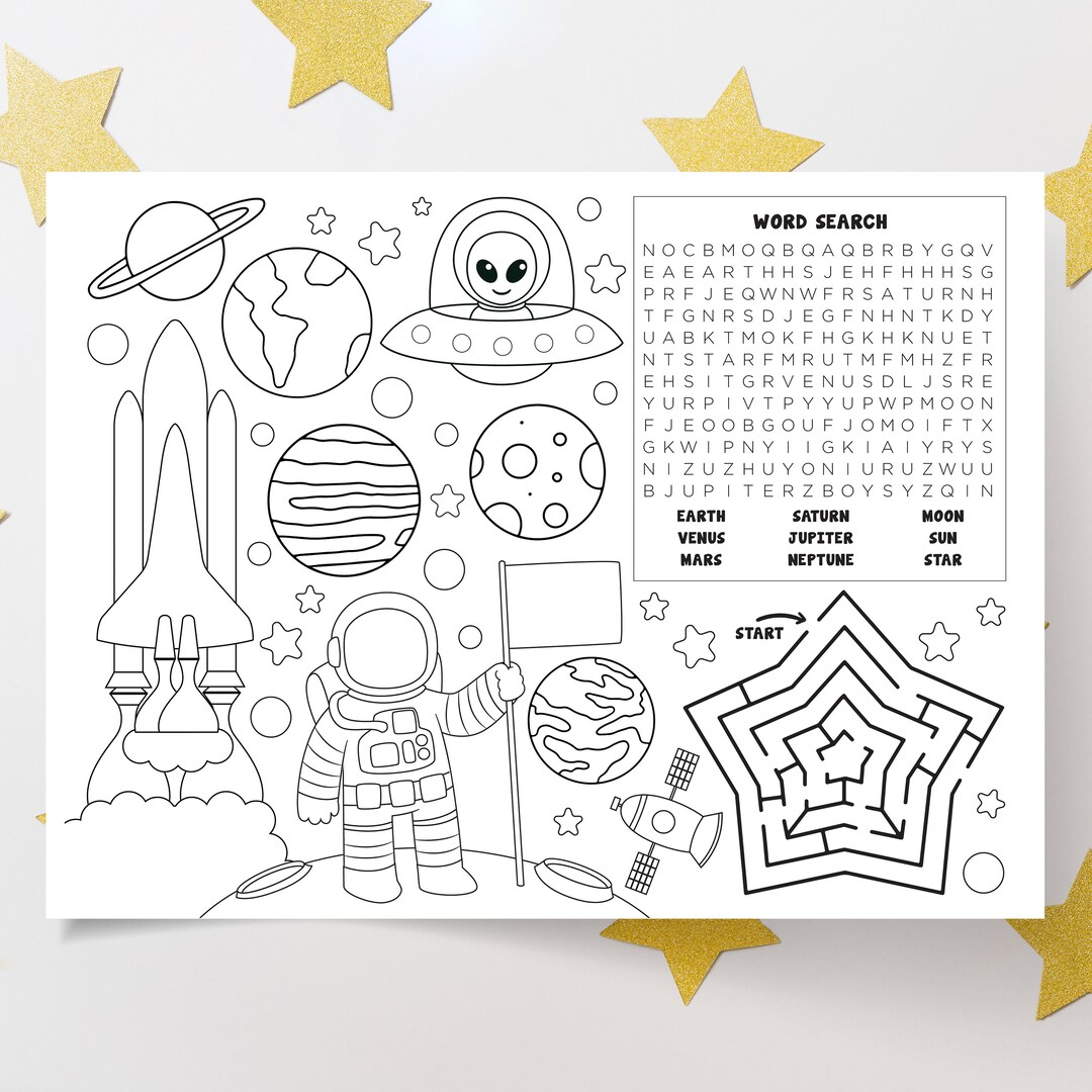 Space Coloring Page | Space Activity Page | Digital Printable | Space ...