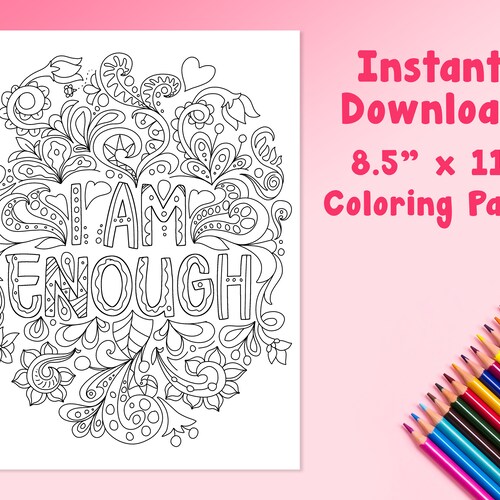 43 Page I Am Enough Inspirational & Motivational Adult - Etsy