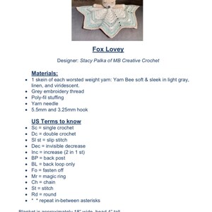 PATTERN* Fox Lovey Crochet Pattern - Comforter - Security Blanket ...