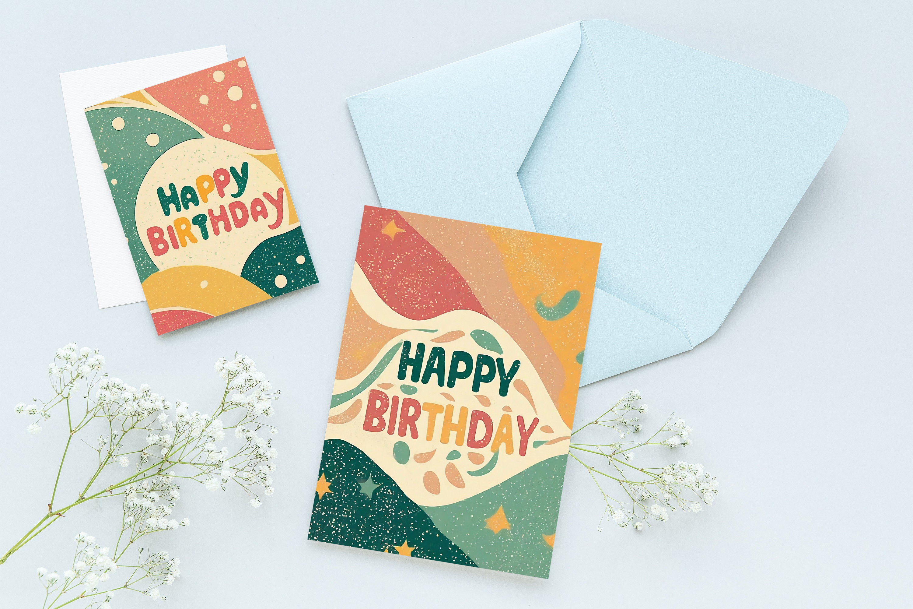 Happy Birthday Printable Postcards, Set of 2 - Etsy