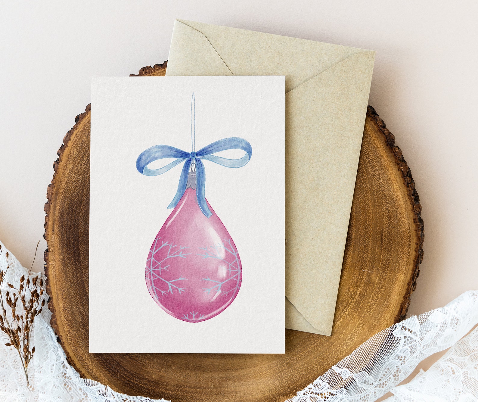 Set of Christmas Printable Postcards, Ornaments Watercolor Art, Instant ...