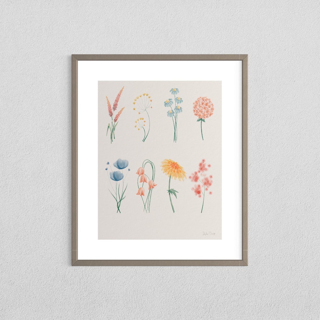 Printable Watercolor Flowers Art Poster, Ready to Print Wall Art - Etsy