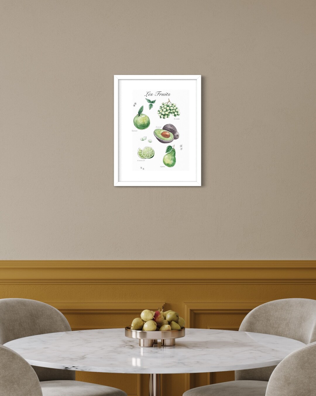 Printable French Green Fruits Chart "les Fruits" Kitchen Poster ...