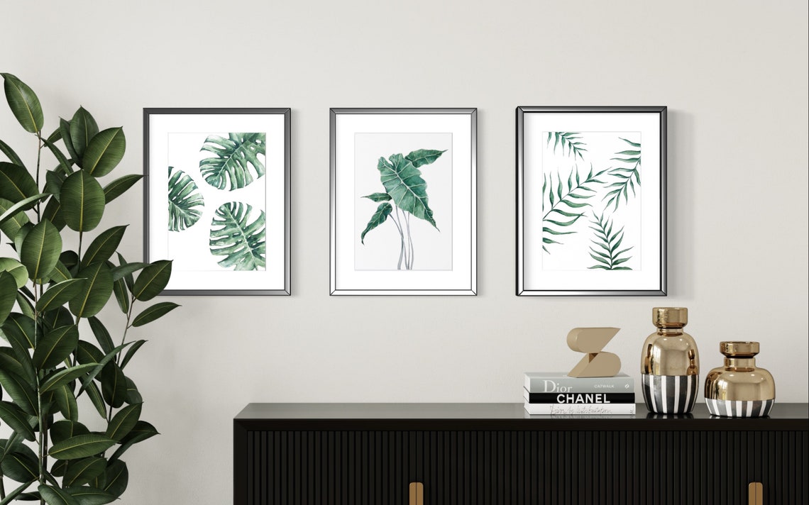 Set of 3 Botanical Prints, Watercolor Minimalist Wall Art, Printable ...