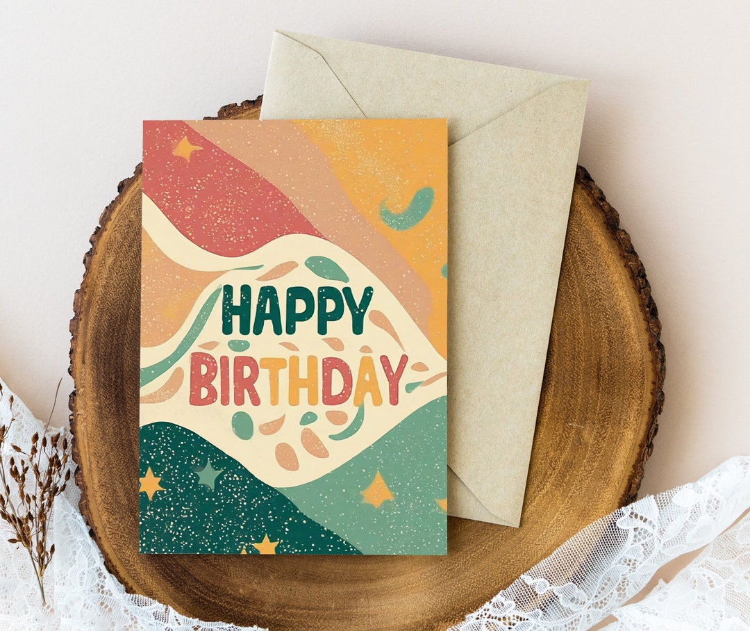 Happy Birthday Printable Postcards, Set of 2 - Etsy