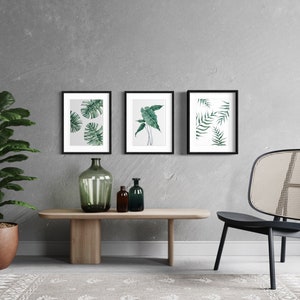 Set of 3 Botanical Prints, Watercolor Minimalist Wall Art, Printable ...