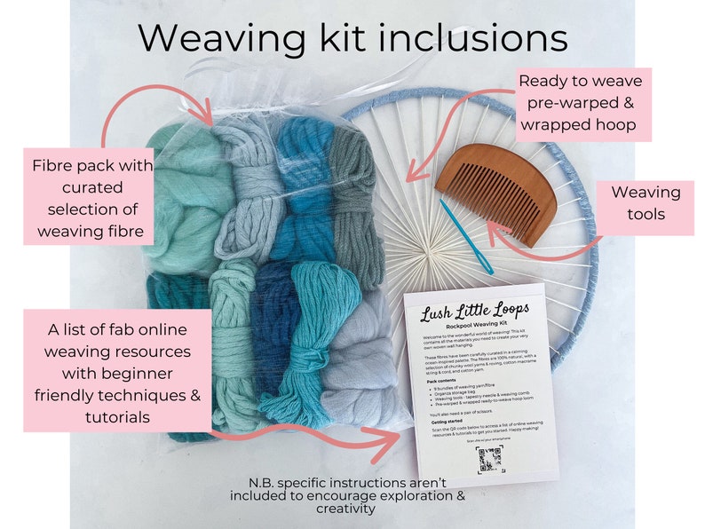 Circle Weaving Kit, Rockpool Fibre Pack, Blue Weaving Supplies, Craft ...