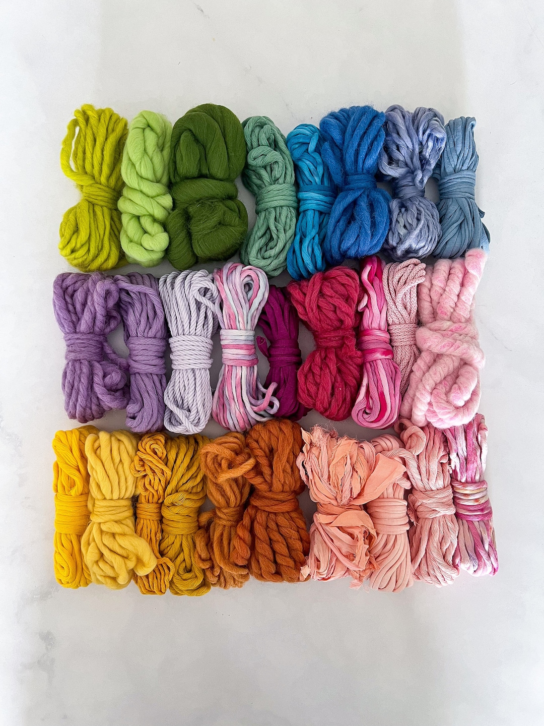 Weaving Fibre Bundle Rainbow XL, Chunky Bulky Wool Yarn, Weaving Fibre ...