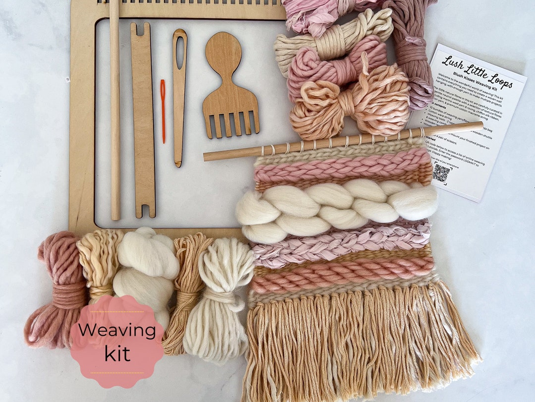 Beginner Weaving Loom Kit, Blush Kisses Weavers Fibre Pack, DIY Craft ...