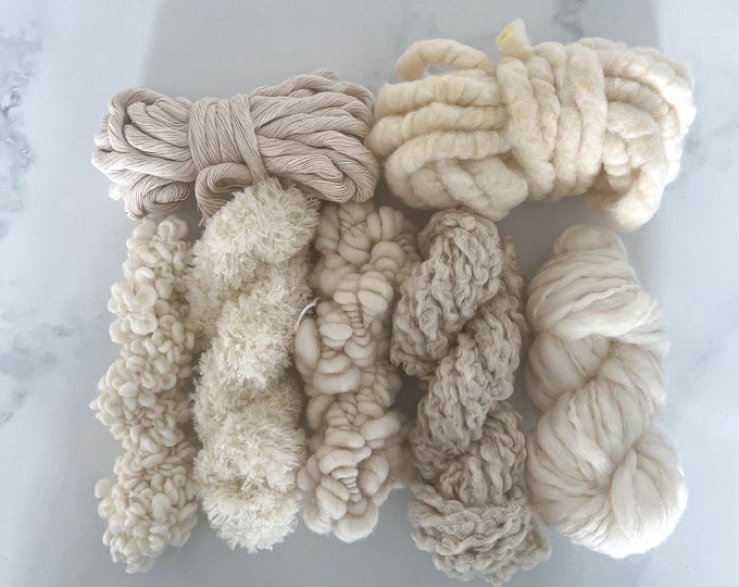 Textural Yarn Bundle Natural White, Dyers Wool Pack, Chunky Bulky Yarn ...