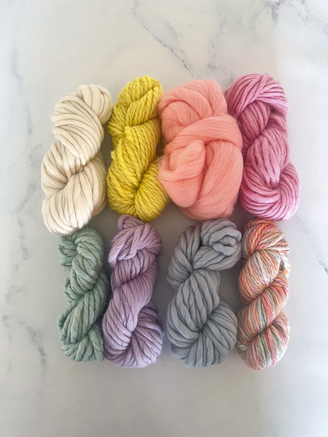 Premium Yarn Bundle Pastel Rainbow, Chunky Bulky Wool Yarn, Weaving ...