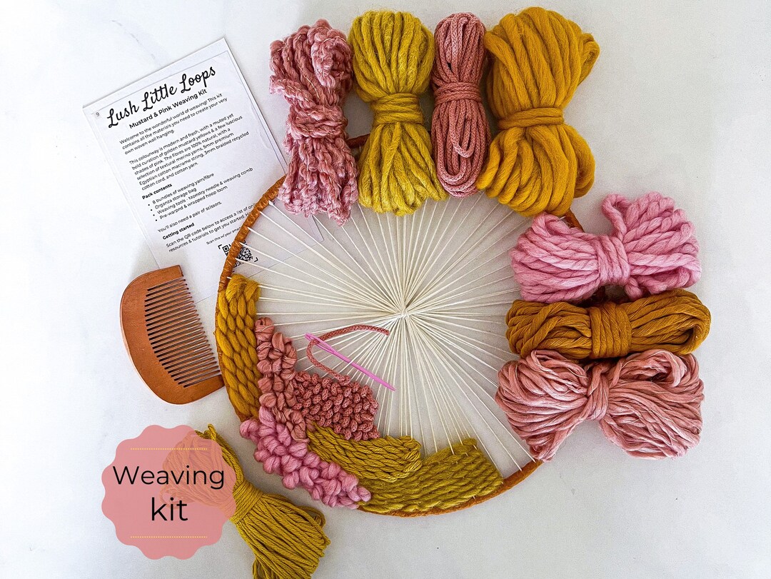 Circle Weaving Kit, Mustard and Pink Weaving Fibre Pack, Craft Kits for ...