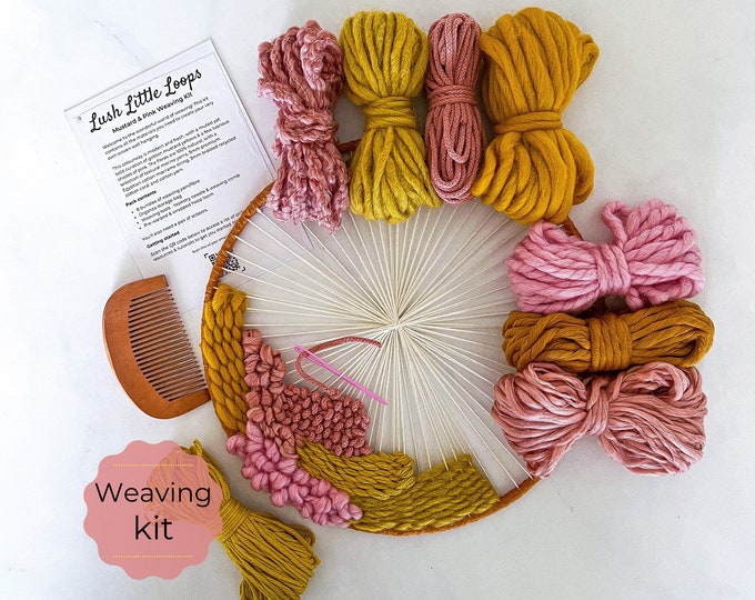 Beginner Weaving Loom Kit, Blush Kisses Weavers Fibre Pack, DIY Craft ...