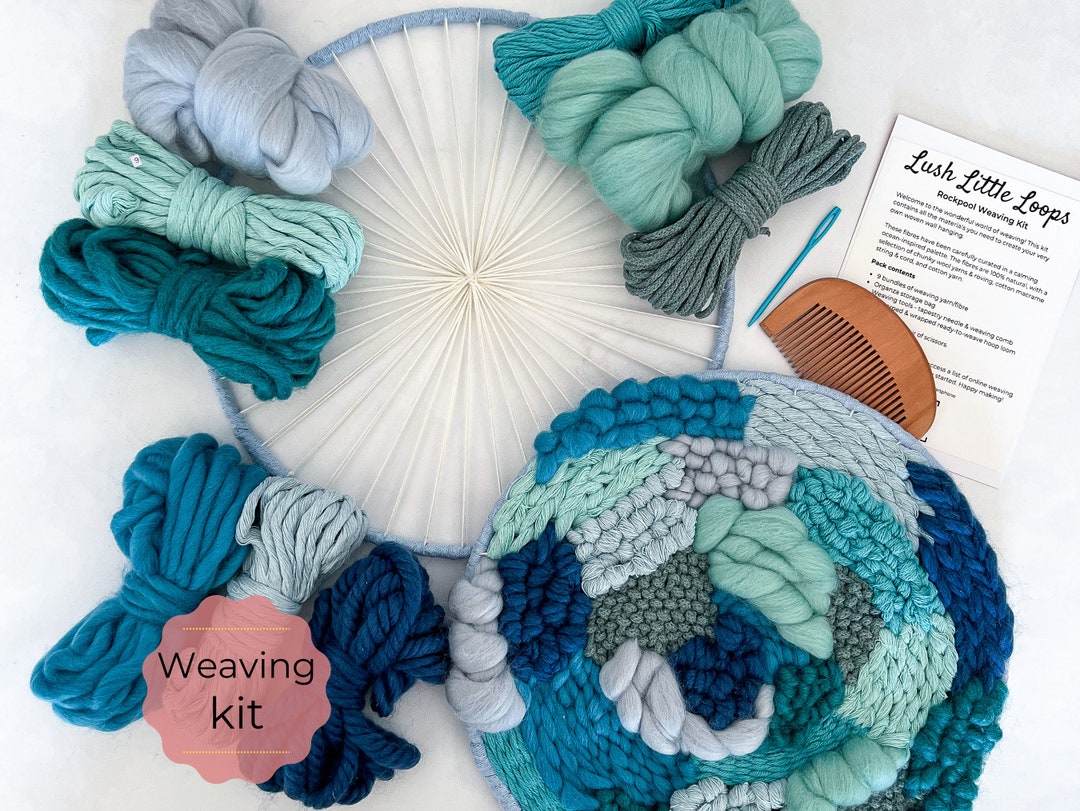 Circle Weaving Kit, Rockpool Fibre Pack, Blue Weaving Supplies, Craft ...
