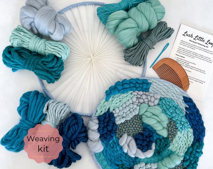 Circle Weaving Kit, Rockpool Fibre Pack, Blue Weaving Supplies, Craft ...