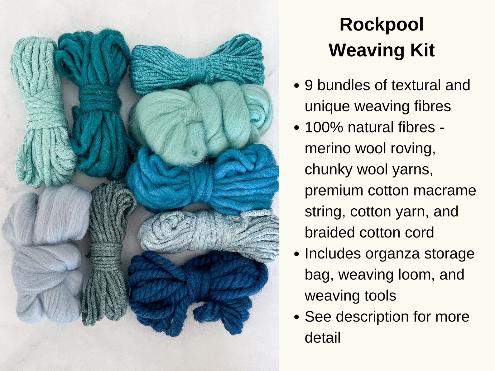 Circle Weaving Kit, Rockpool Fibre Pack, Blue Weaving Supplies, Craft ...