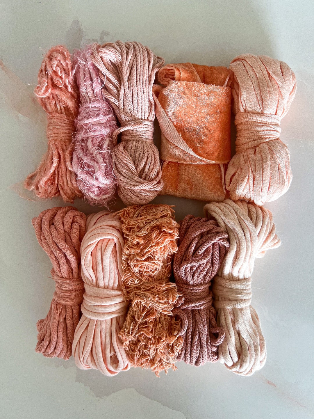 Vegan Peachy Pink Fibre Pack, Weaving Kit, Mini Skein Set, Weaving ...