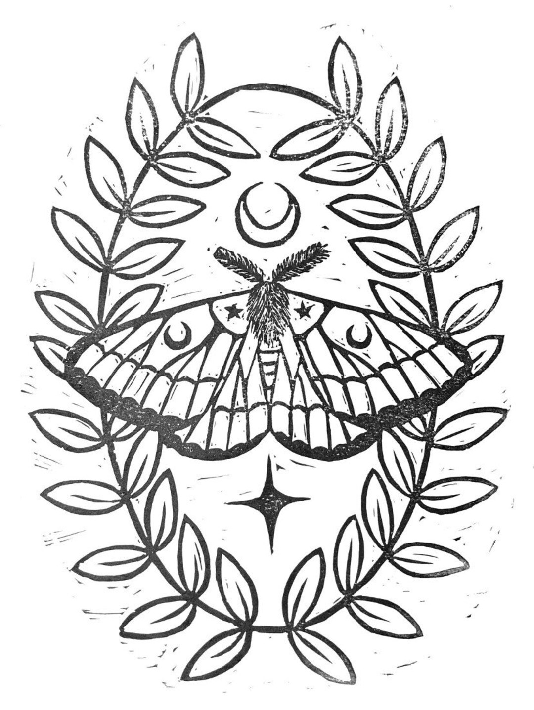 Moon Moth Block Print - Etsy