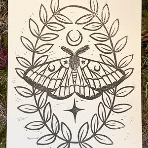 Moon Moth Block Print - Etsy
